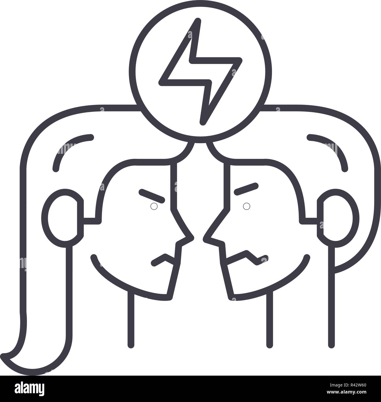 Conflict line icon concept. Conflict vector linear illustration, symbol ...