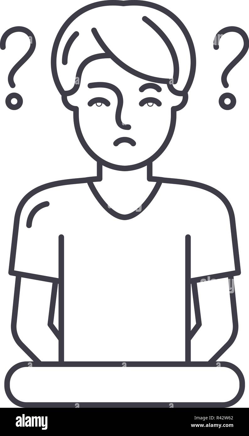 Confusion line icon concept. Confusion vector linear illustration ...