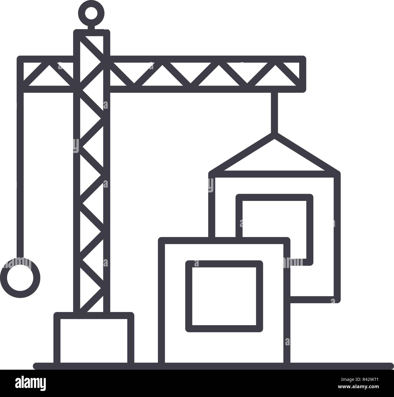 Construction crane line icon concept. Construction crane vector linear ...