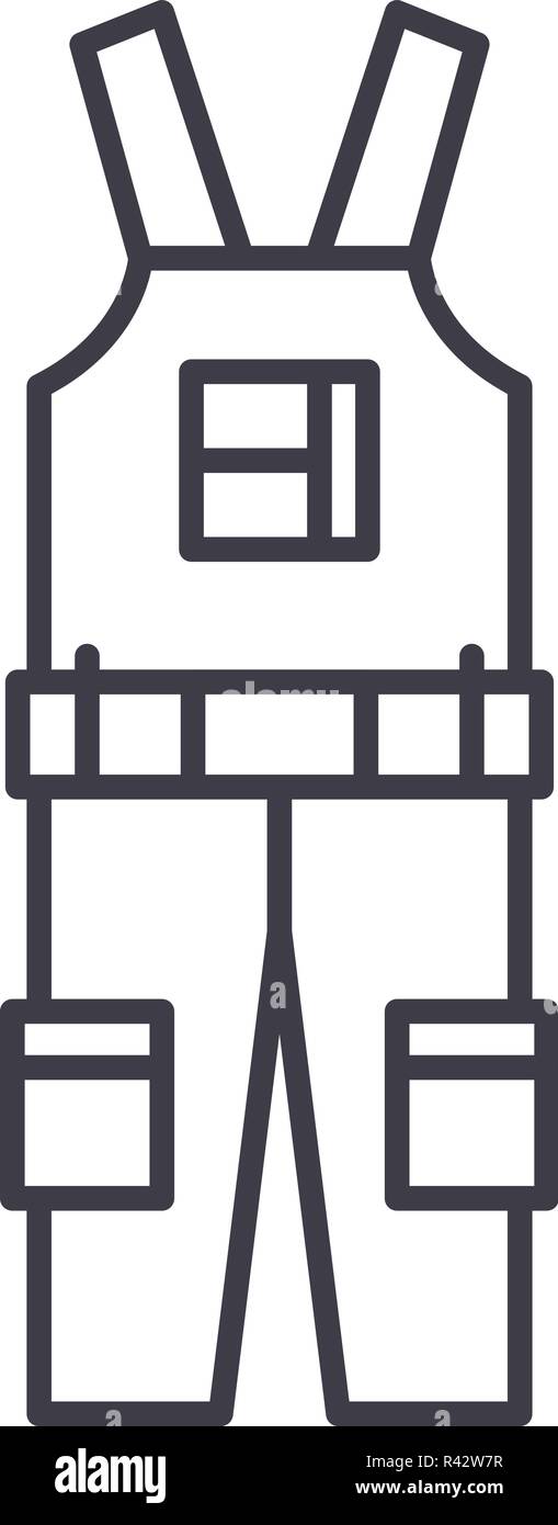 Construction overalls line icon concept. Construction overalls vector ...
