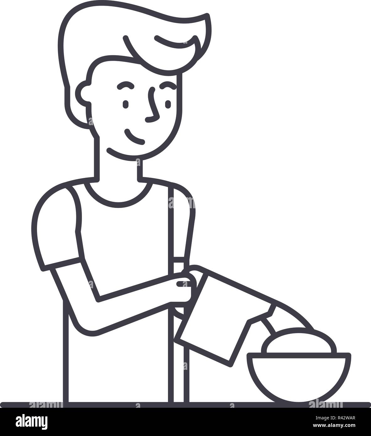 Cooking breakfast line icon concept. Cooking breakfast vector linear ...