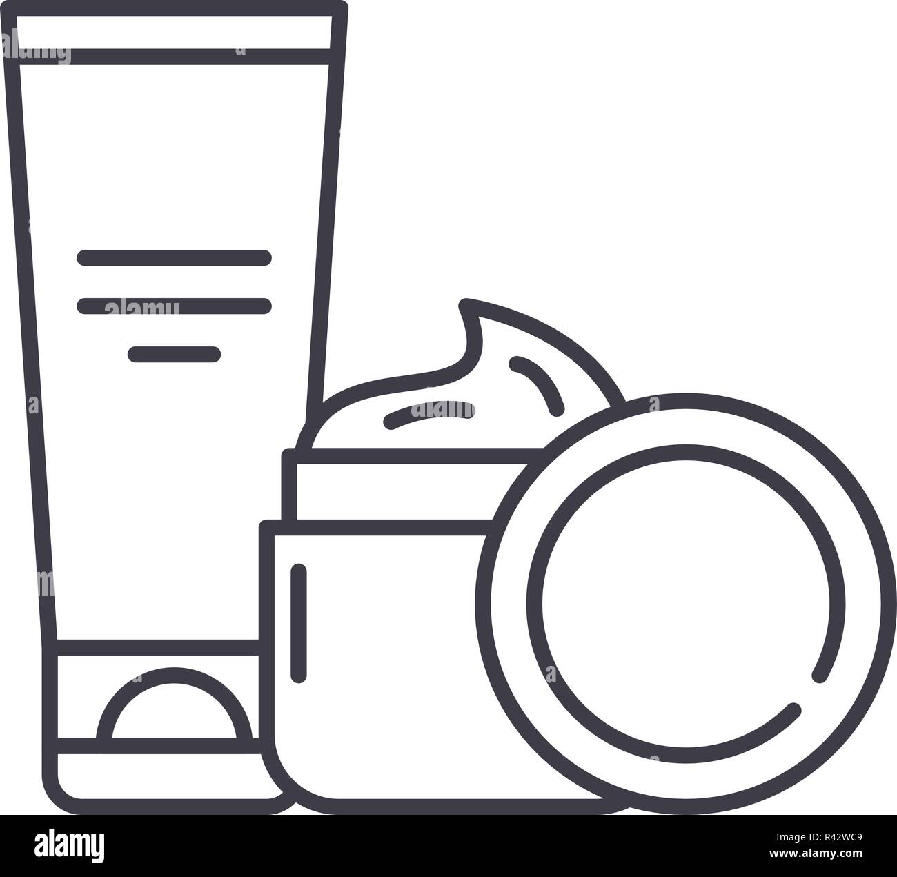 Cosmetic creams line icon concept. Cosmetic creams vector linear ...