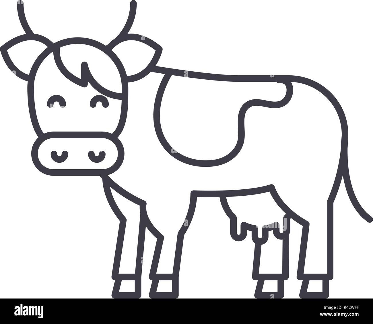 Cow line icon concept. Cow vector linear illustration, symbol, sign ... Cow line icon concept. Cow vector linear illustration, symbol, sign ...