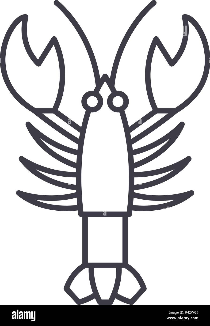 Crayfish line icon concept. Crayfish vector linear illustration, symbol ...