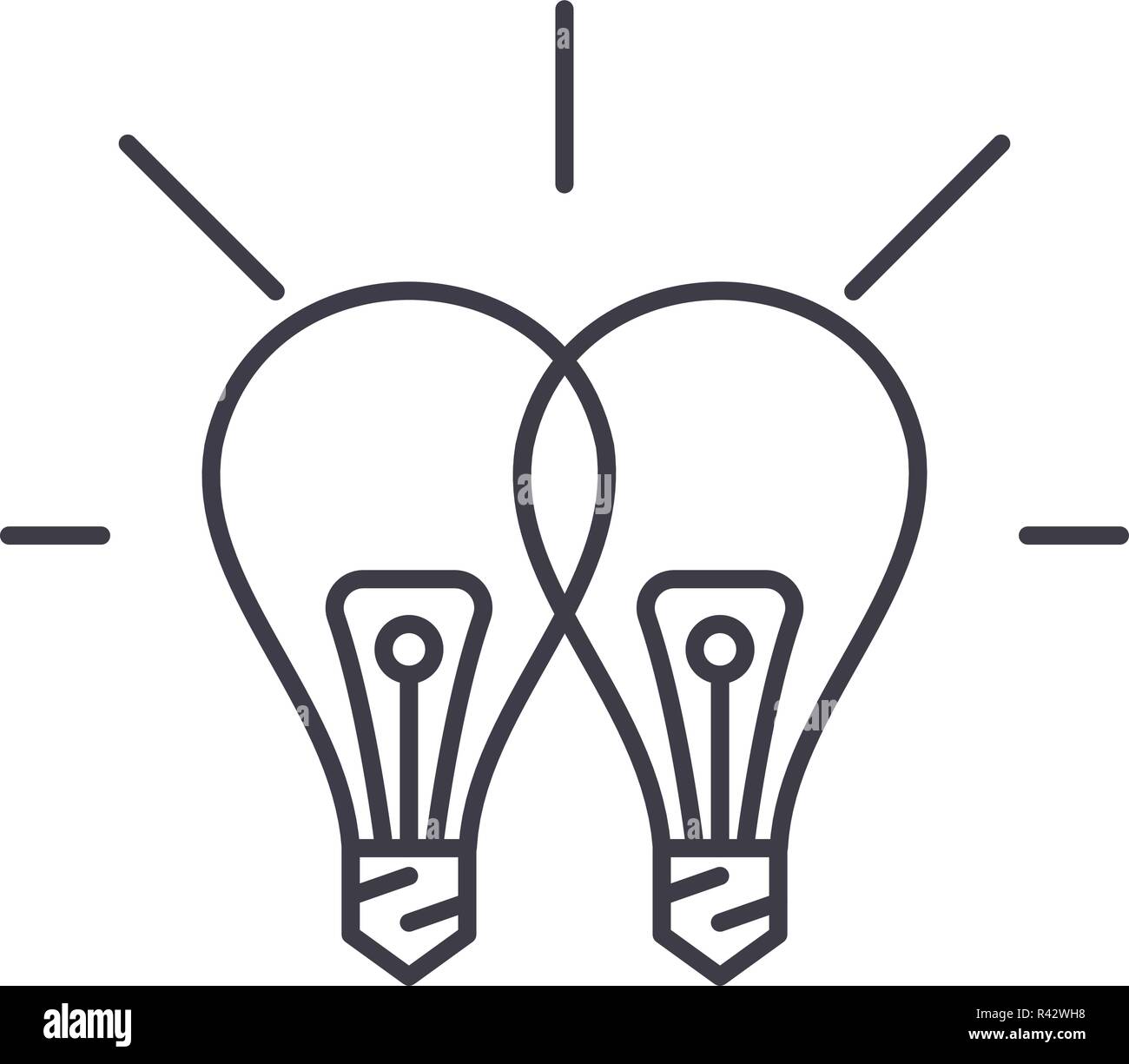 Creative synergy line icon concept. Creative synergy vector linear ...