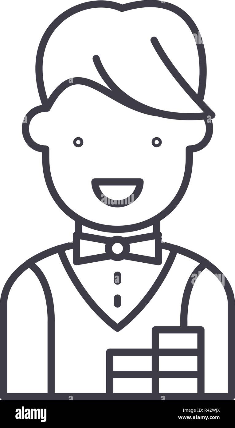Croupier line icon concept. Croupier vector linear illustration, symbol ...