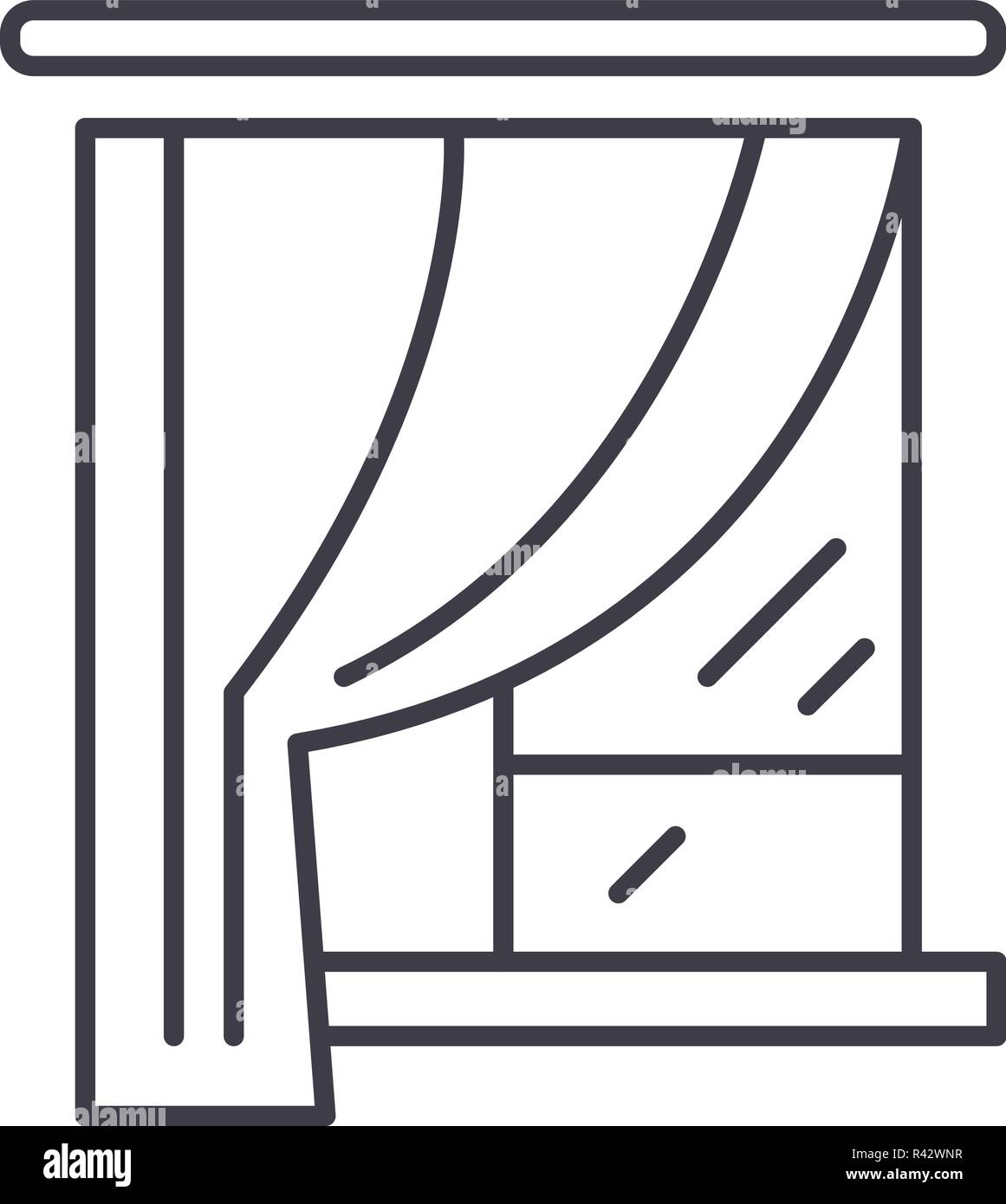 Curtains line icon concept. Curtains vector linear illustration, symbol ...