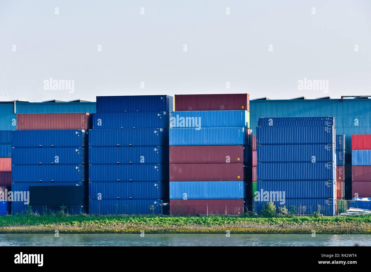 freight containers in sea cargo port Stock Photo - Alamy