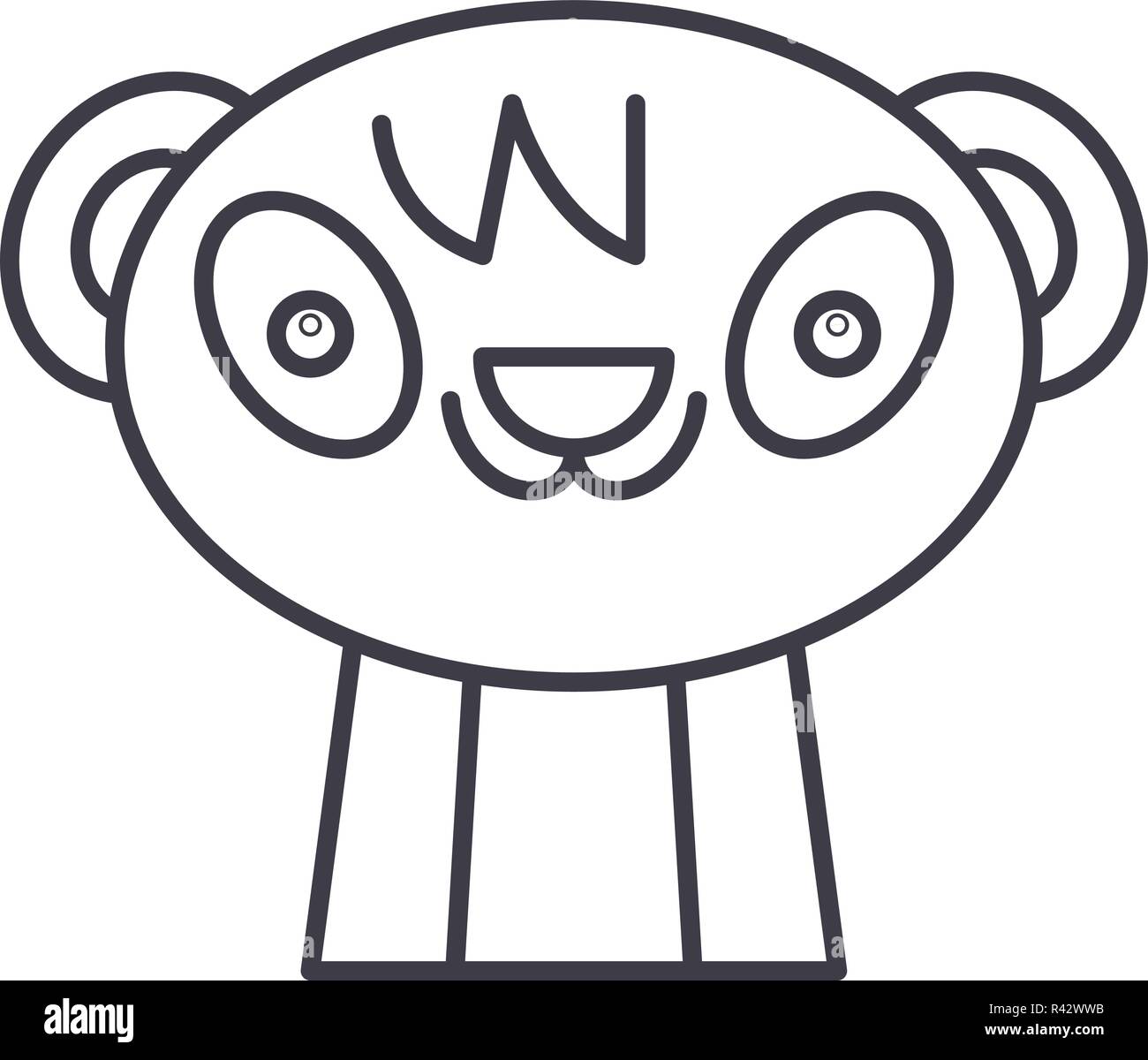 Cute panda line icon concept. Cute panda vector linear illustration ...