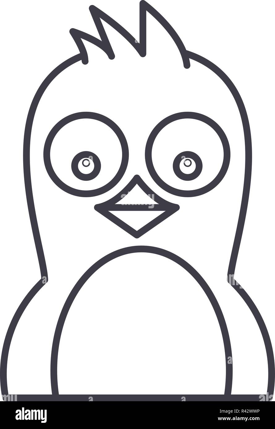 Cute penguin line icon concept. Cute penguin vector linear illustration ...