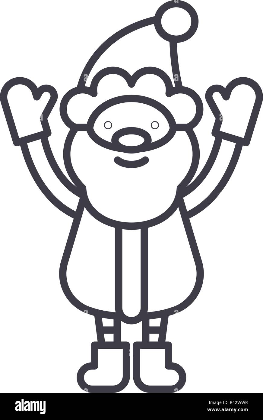 Cute santa claus line icon concept. Cute santa claus vector linear ...