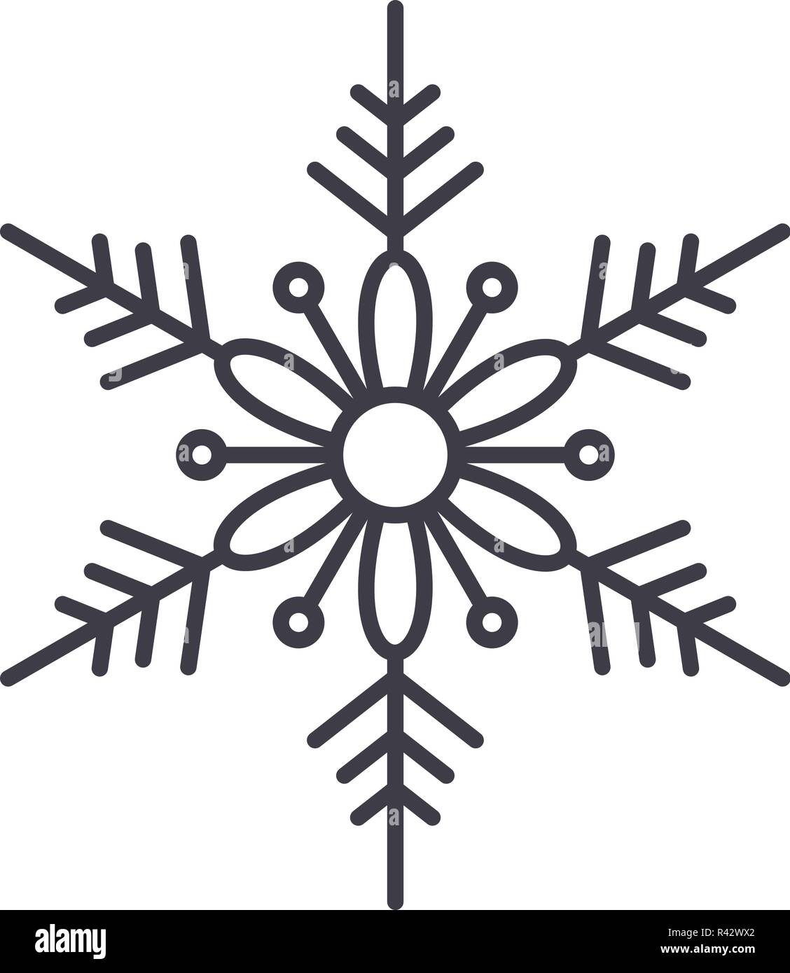 Cute snowflake line icon concept. Cute snowflake vector linear ...