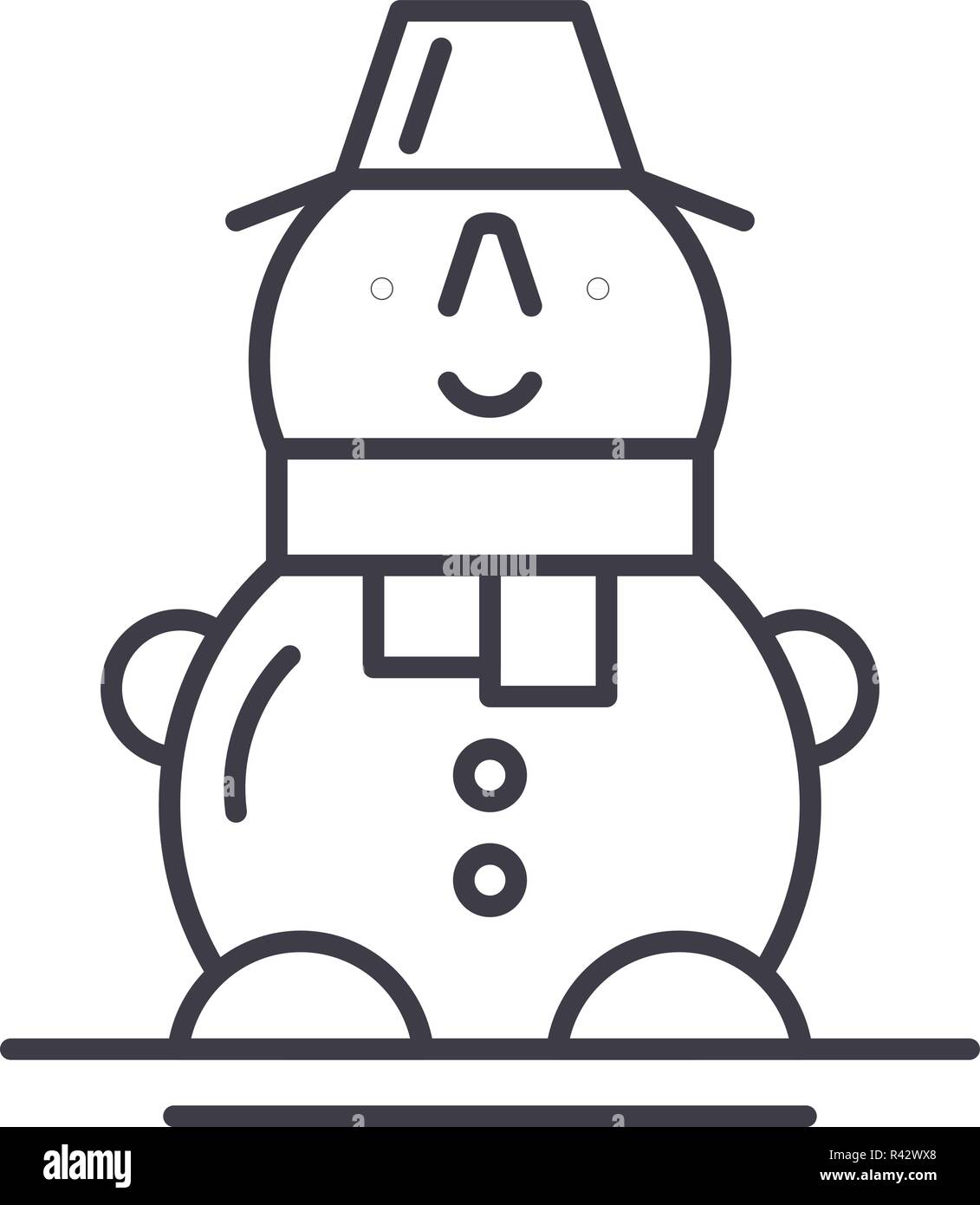 Cute snowman line icon concept. Cute snowman vector linear illustration ...