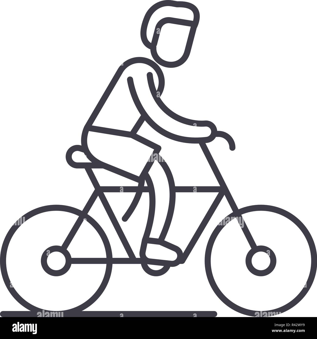 Cycling trip line icon concept. Cycling trip vector linear illustration ...