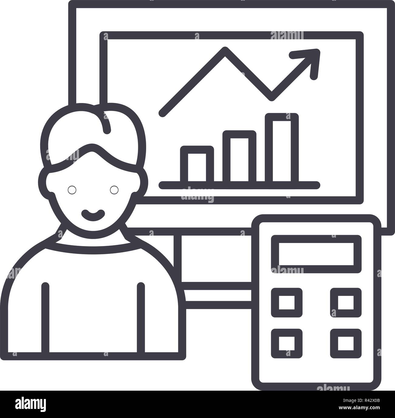 Data analysis system line icon concept. Data analysis system vector ...