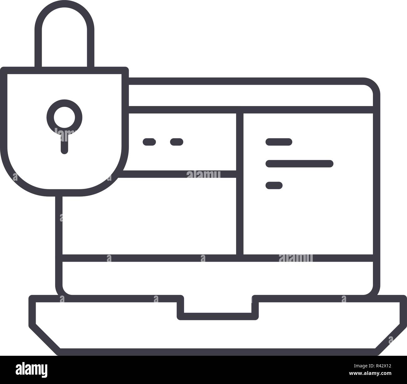 Data protection system line icon concept. Data protection system vector ...