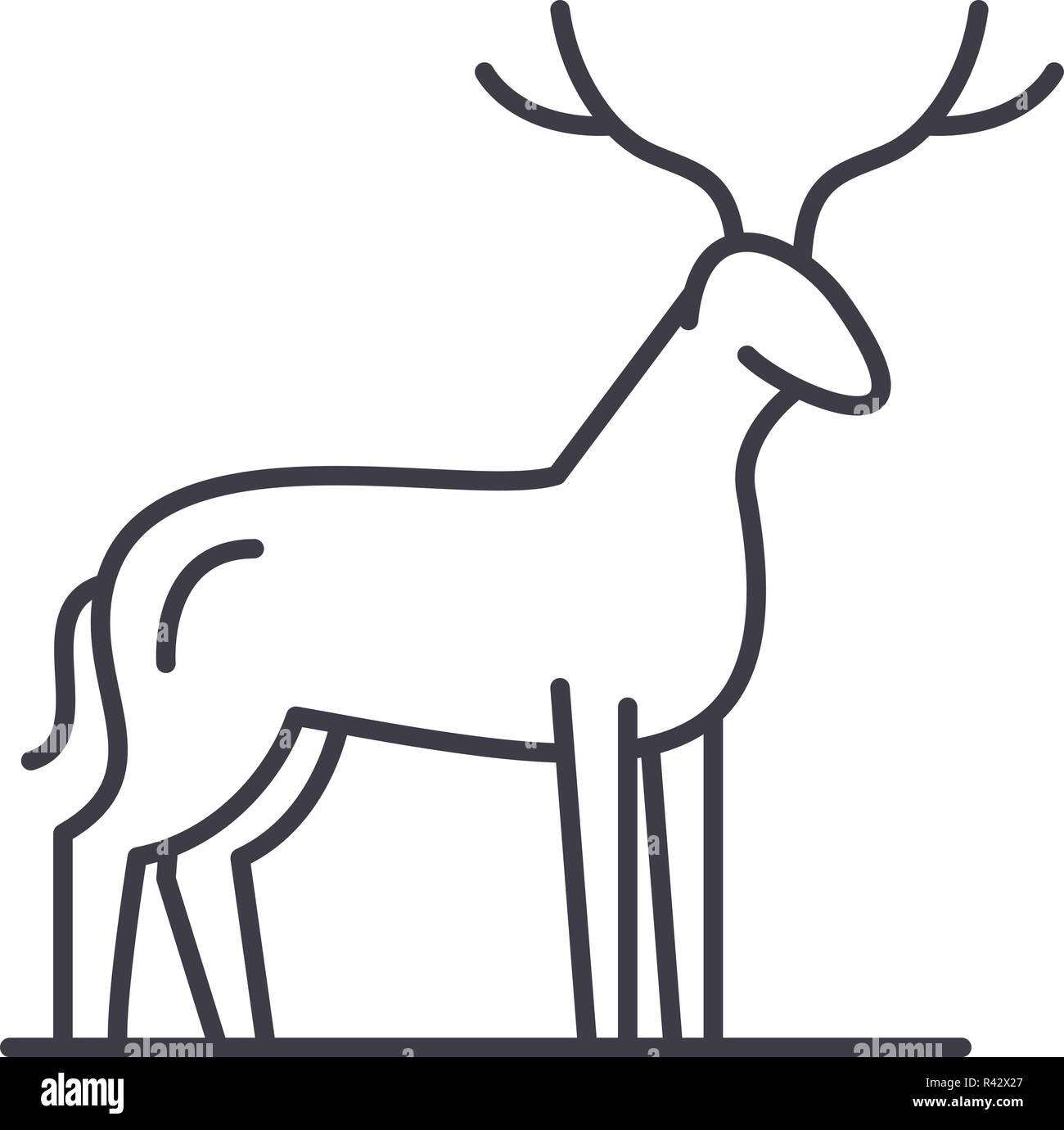 Deer line icon concept. Deer vector linear illustration, symbol, sign ...