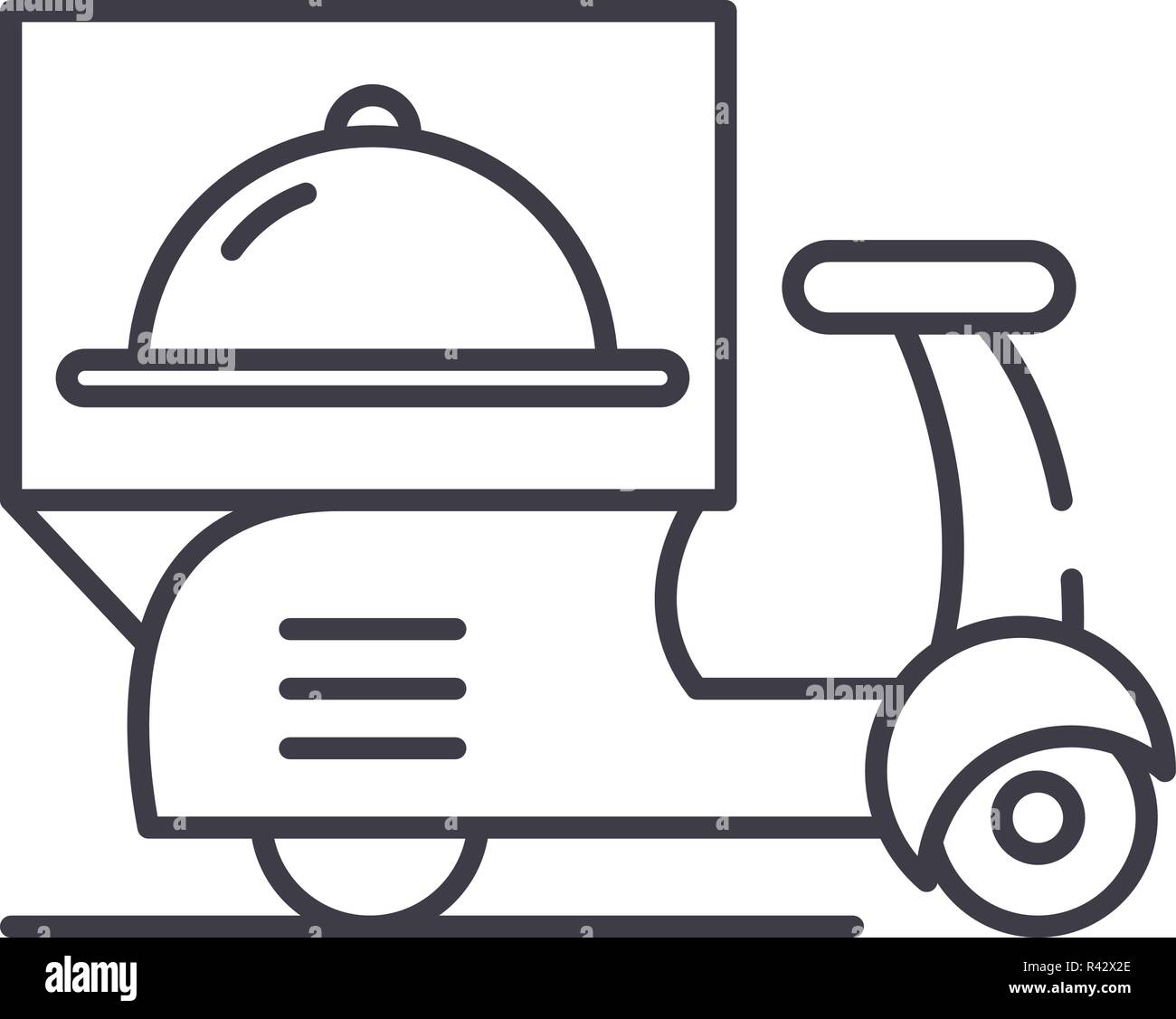 Delivery from restaurants line icon concept. Delivery from restaurants ...