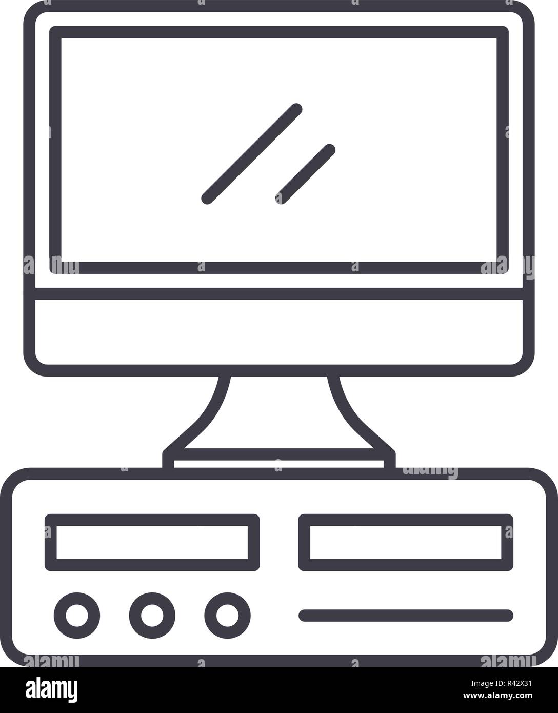 Desktop computer line icon concept. Desktop computer vector linear ...