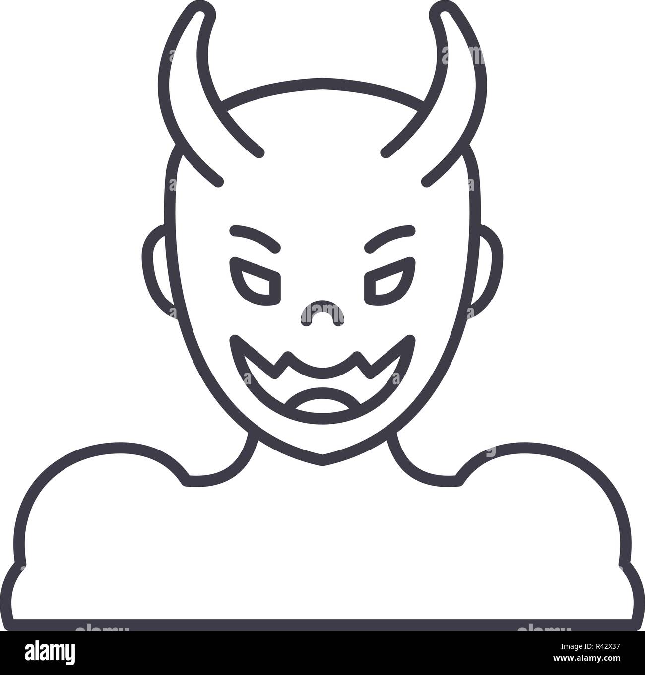 Devil line icon concept. Devil vector linear illustration, symbol, sign ...
