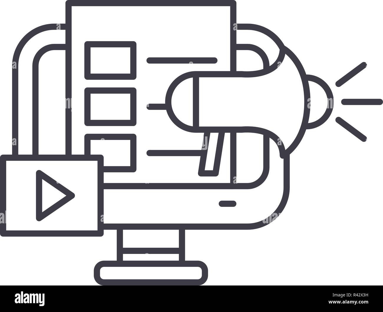 Digital marketing line icon concept. Digital marketing vector linear ...