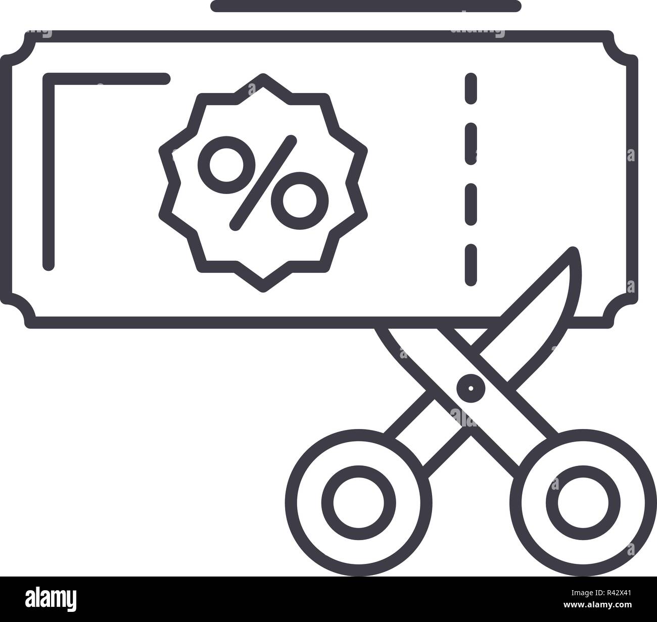 Discount coupons line icon concept. Discount coupons vector linear ...