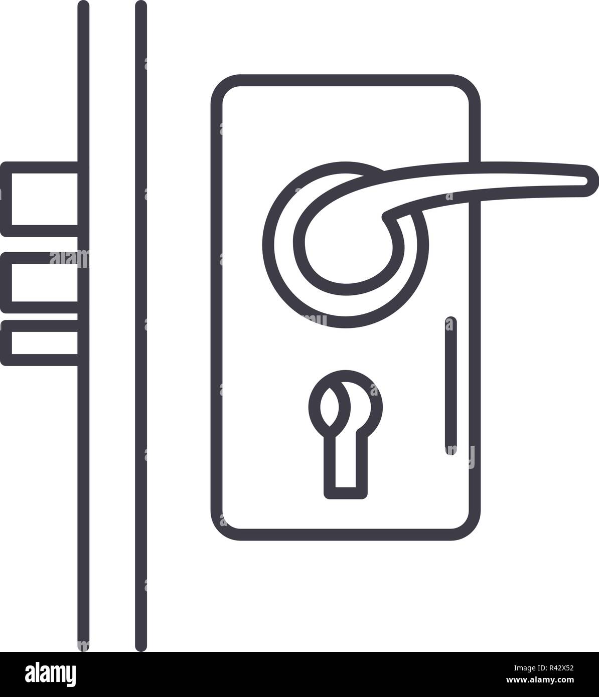 Door lock line icon concept. Door lock vector linear illustration ...