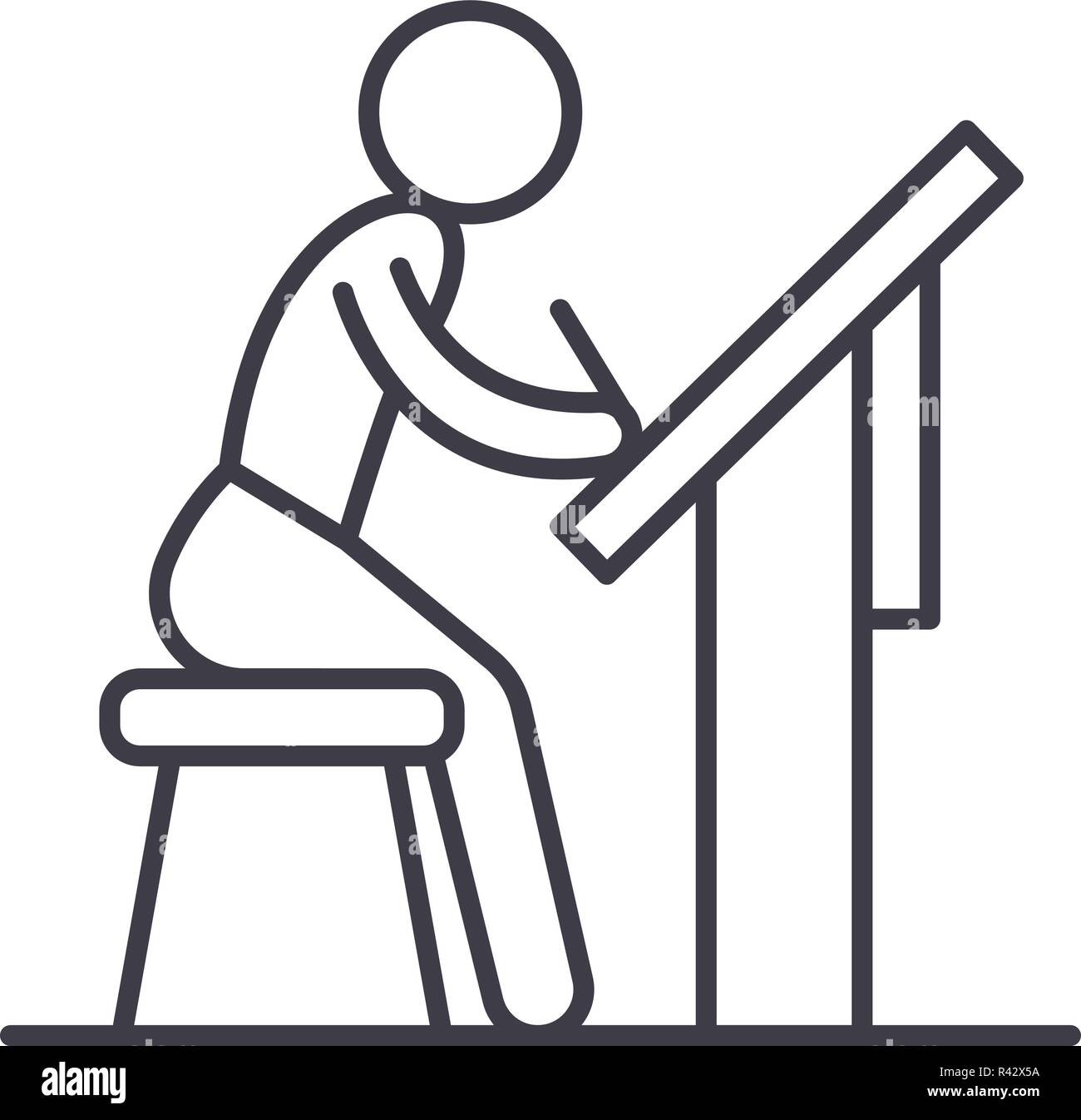 Drawing line icon concept. Drawing vector linear illustration, symbol ...