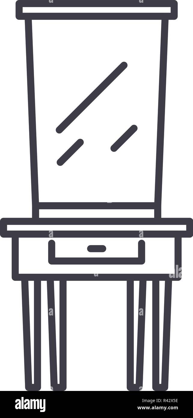 Dressing table line icon concept. Dressing table vector linear ...