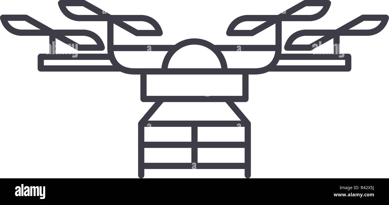 Drone line icon concept. Drone vector linear illustration, symbol, sign ...
