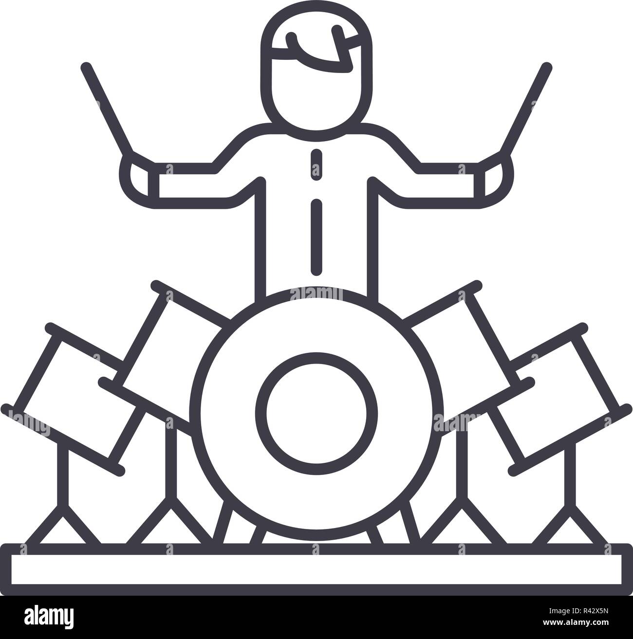 Drummer line icon concept. Drummer vector linear illustration, symbol ...