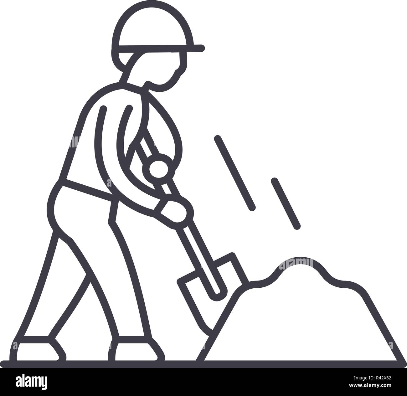 Earthworks line icon concept. Earthworks vector linear illustration ... Earthworks line icon concept. Earthworks vector linear illustration ...