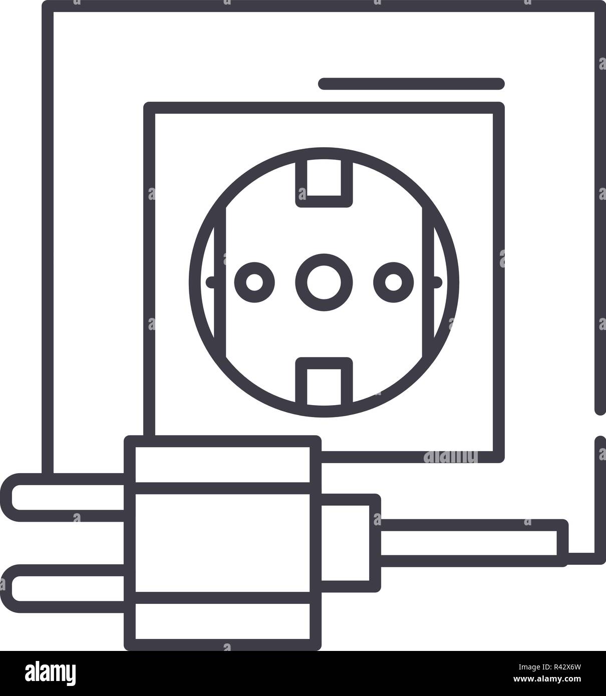 Electric socket line icon concept. Electric socket vector linear ...