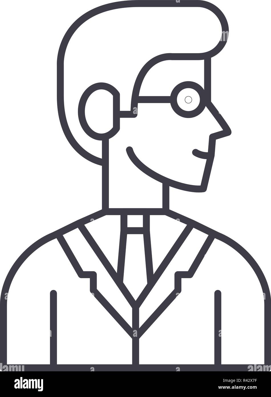 Employee line icon concept. Employee vector linear illustration, symbol ...