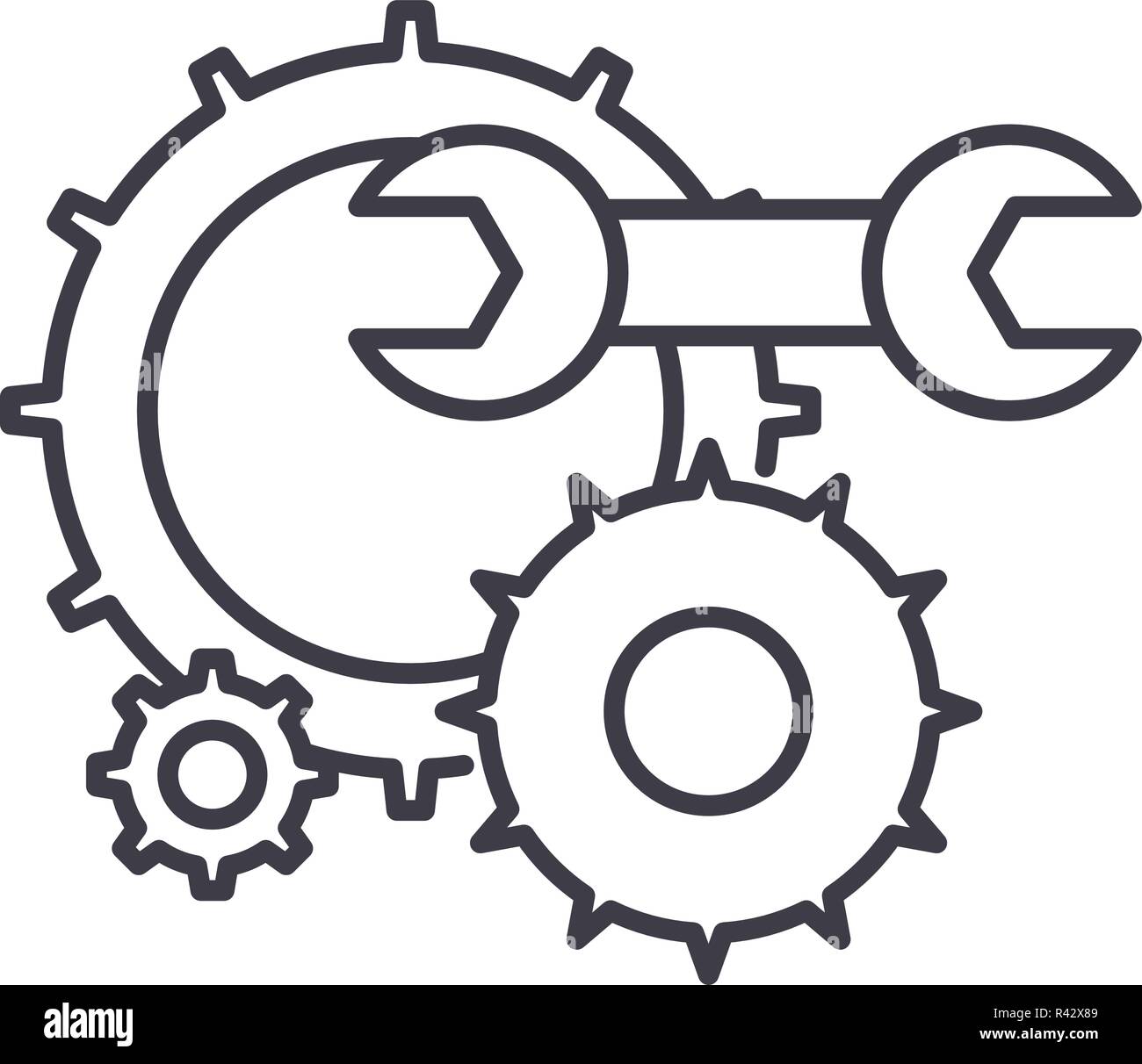 Engineering support line icon concept. Engineering support vector ...