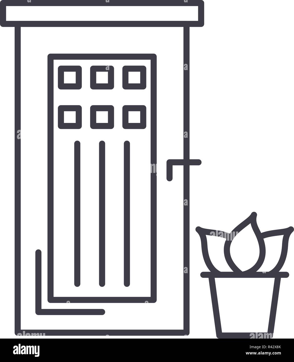 Entrance door line icon concept. Entrance door vector linear ...