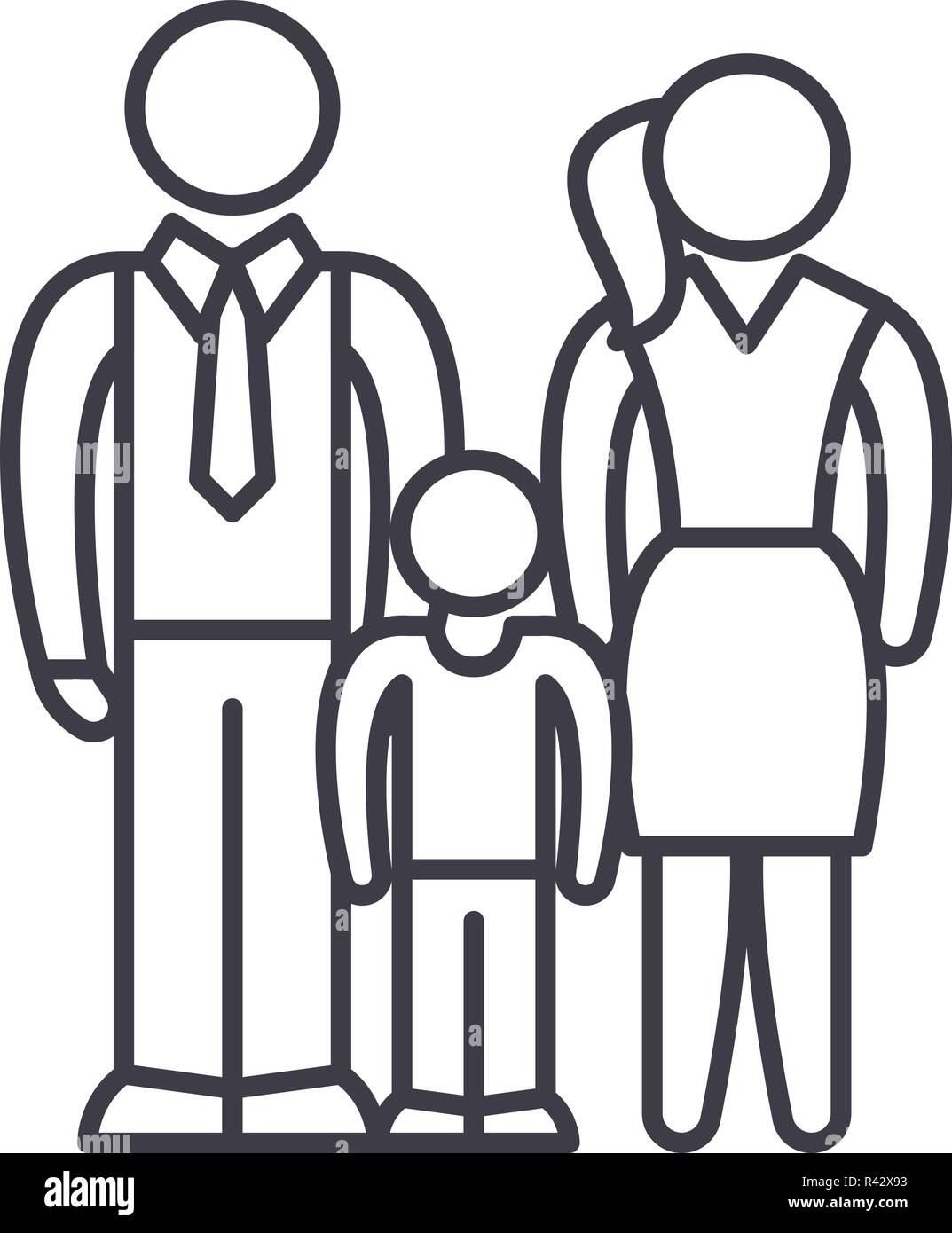 European family line icon concept. European family vector linear ...