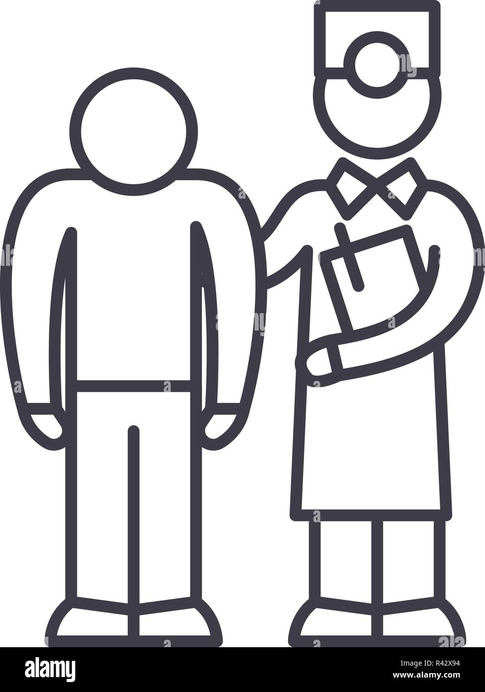 Examination of the patient by the doctor line icon concept. Examination ...