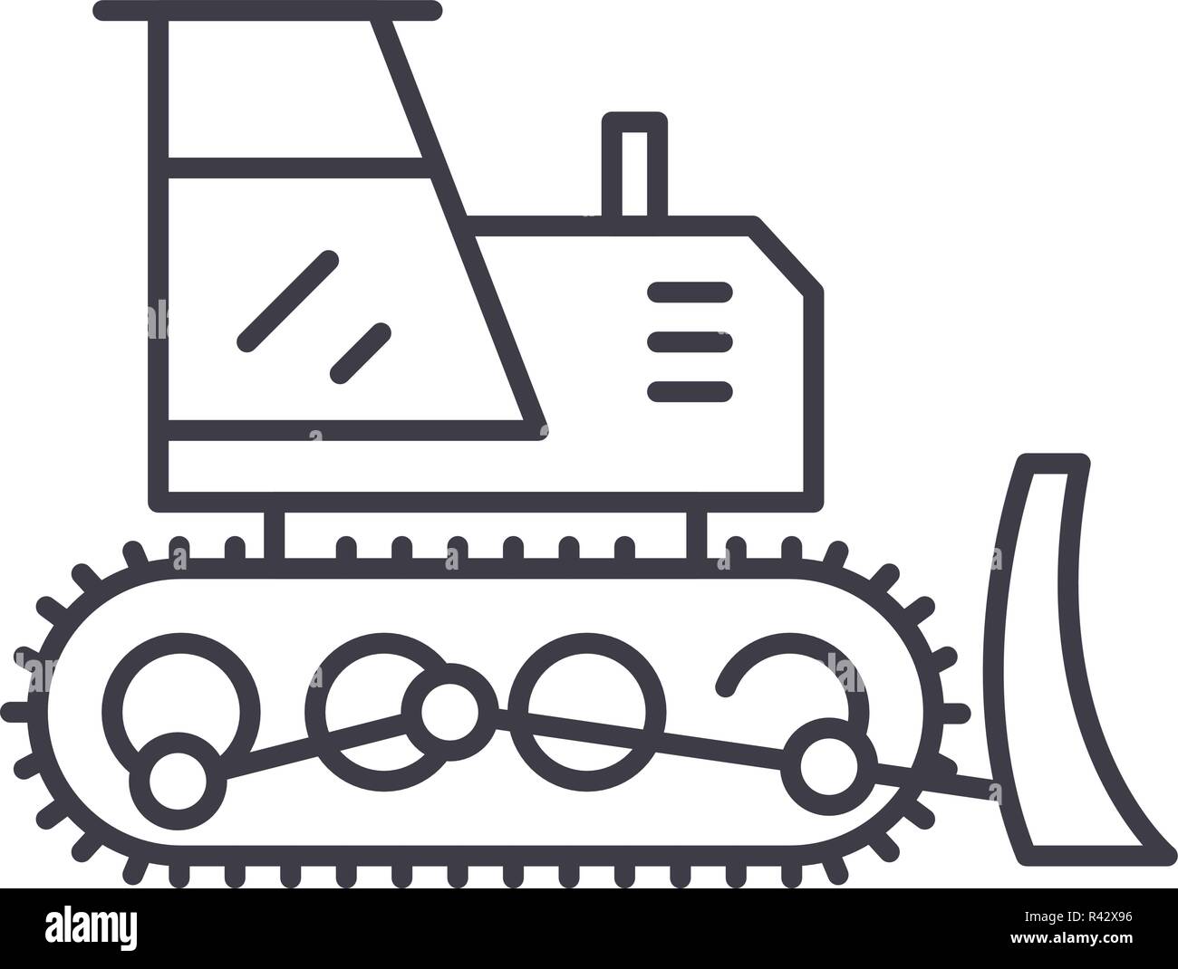 Excavator line icon concept. Excavator vector linear illustration ...