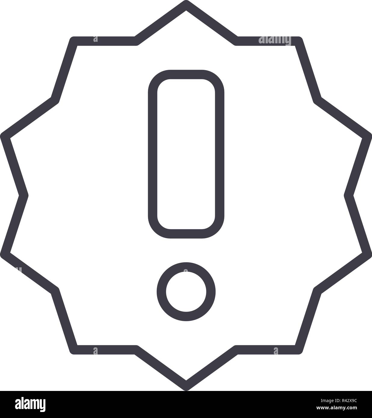 Exclamation line icon concept. Exclamation vector linear illustration ...