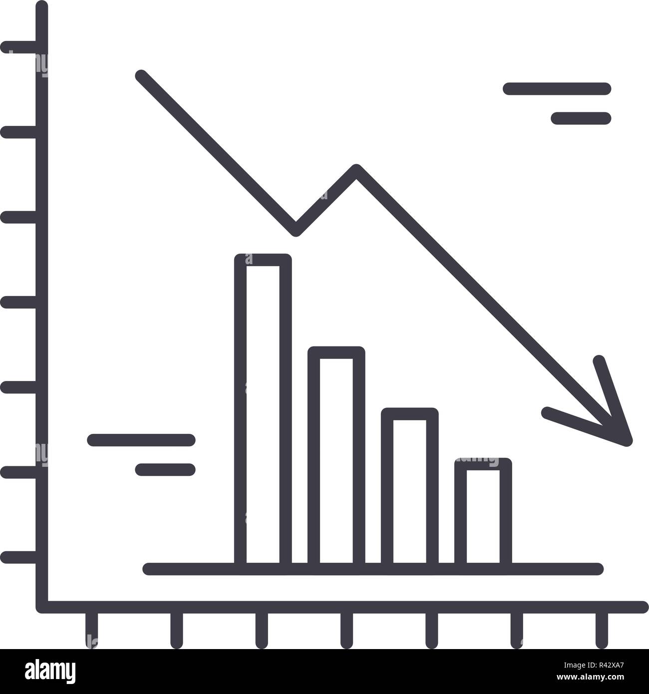 Falling markets line icon concept. Falling markets vector linear ...