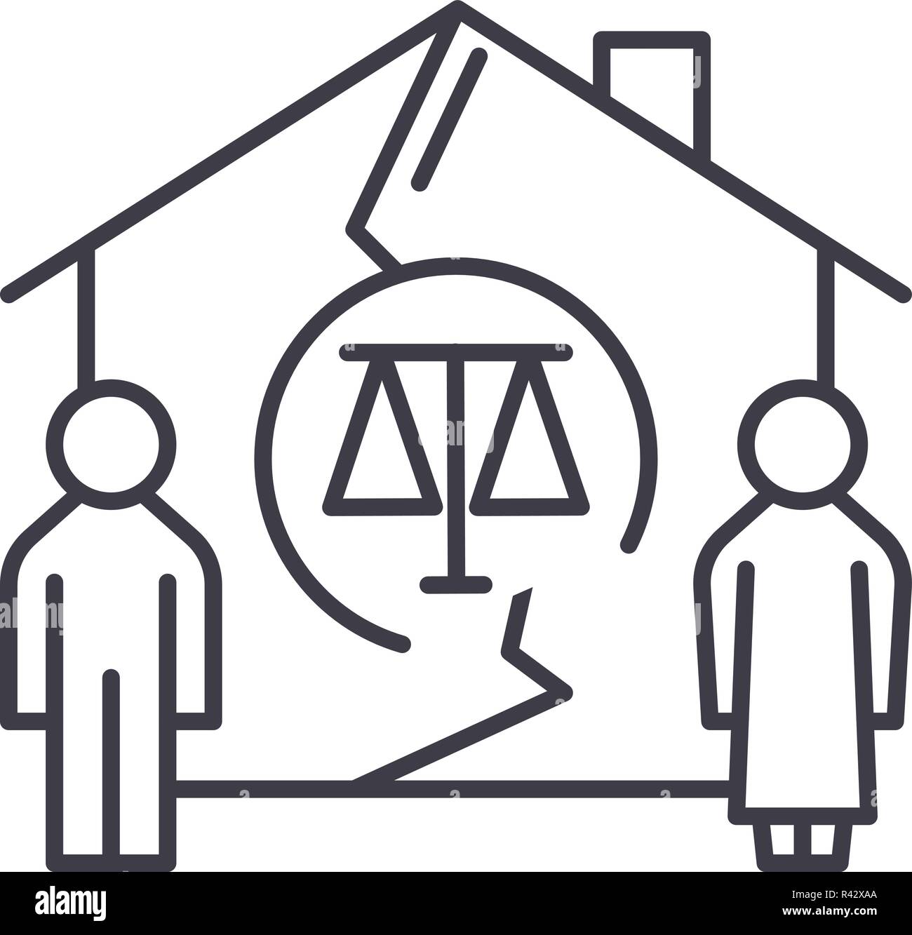 Family divorce line icon concept. Family divorce vector linear ...