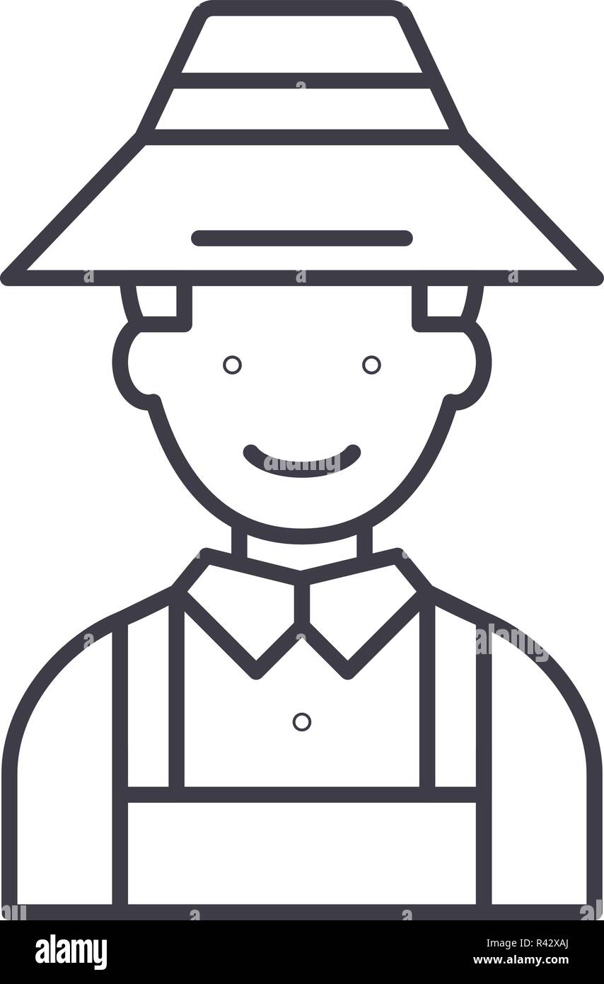 Farmer line icon concept. Farmer vector linear illustration, symbol ...