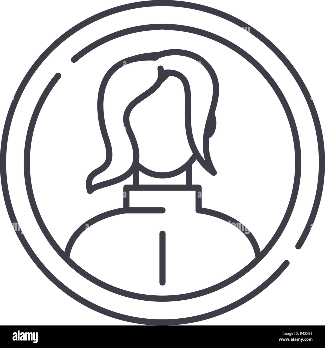Female profile line icon concept. Female profile vector linear ...
