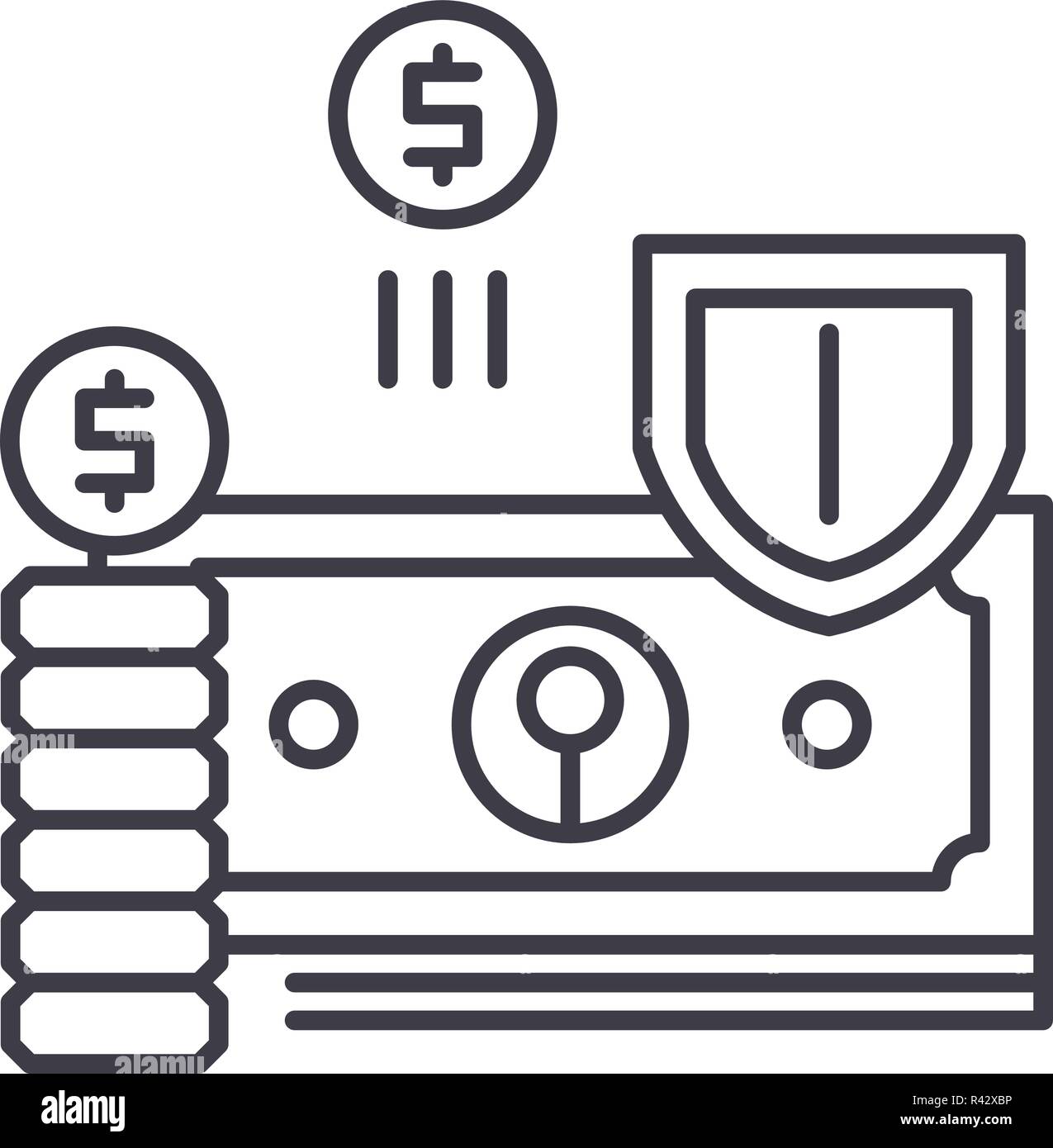 Finance protection line icon concept. Finance protection vector linear ...