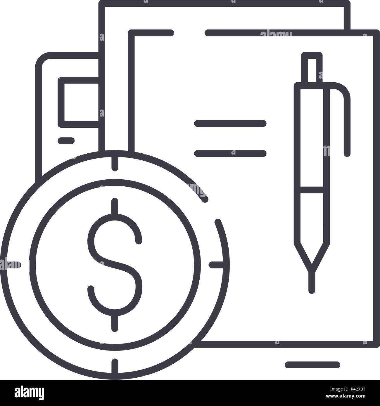 Financial contract line icon concept. Financial contract vector linear ...