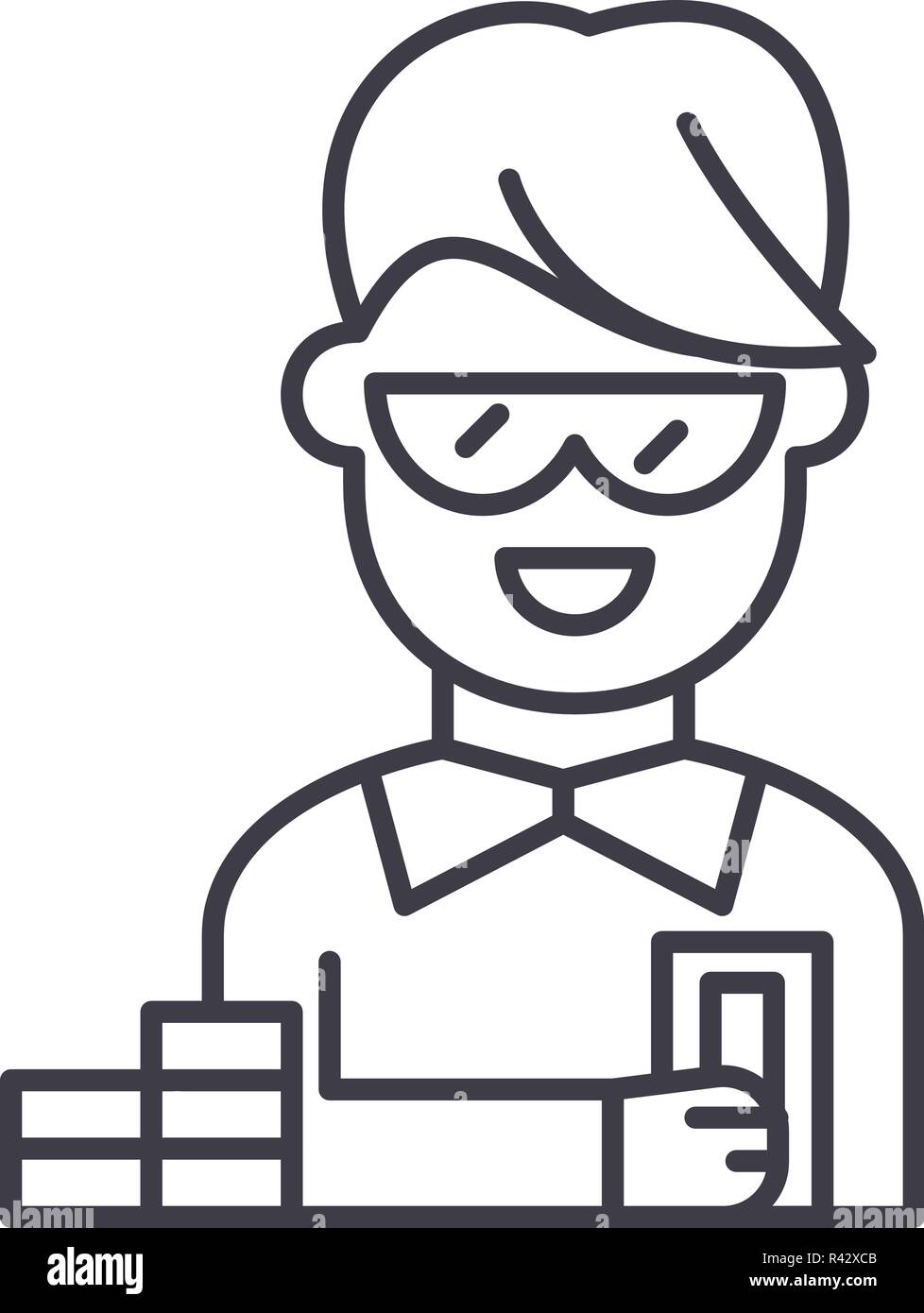 Financier line icon concept. Financier vector linear illustration ...