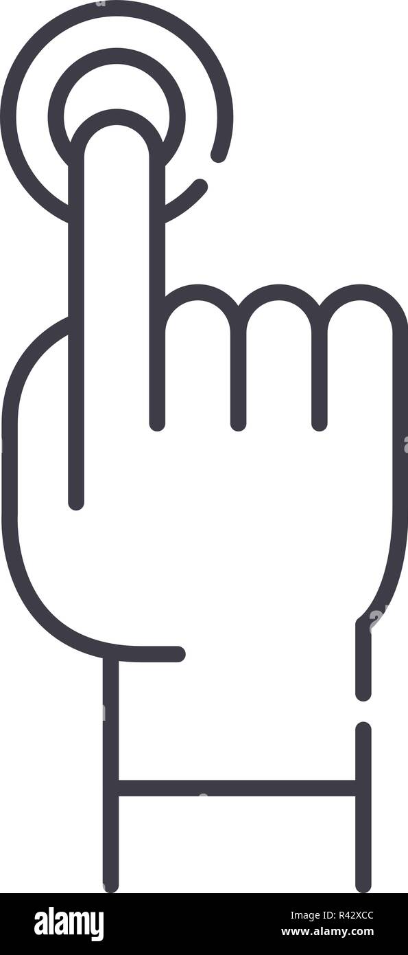 Finger tapping line icon concept. Finger tapping vector linear ...