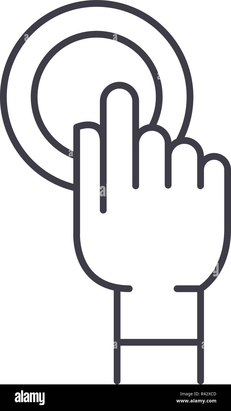 Finger touch line icon concept. Finger touch vector linear illustration ...