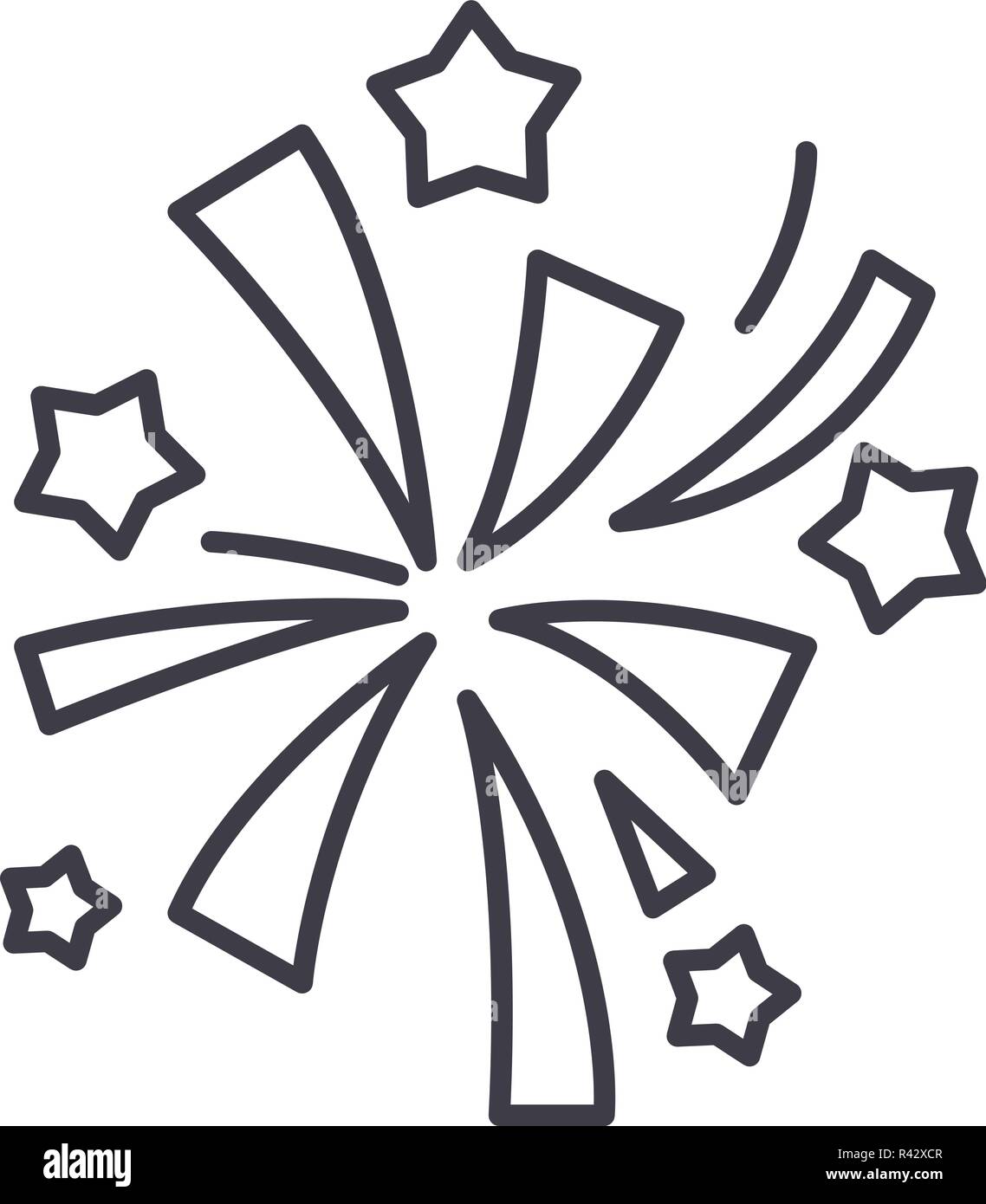 Fireworks line icon concept. Fireworks vector linear illustration ...